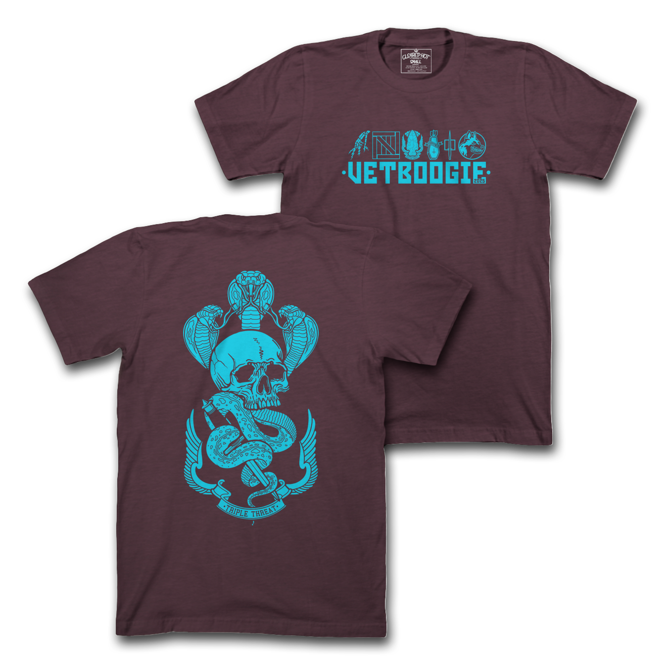 VETBOOGIE TRIPLE THREAT - TEE MAROON - Cleared Hot